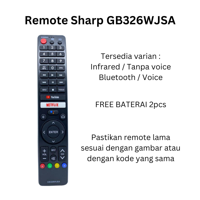 Jual Remote Sharp GB326WJSA Android Tv | Shopee Indonesia
