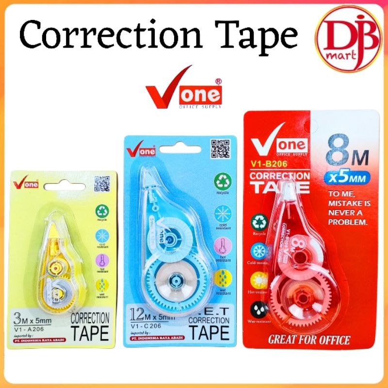 Jual DJB - Correction Tape Merk V One 3m 8m 12m / Stipo Kertas Cute ...