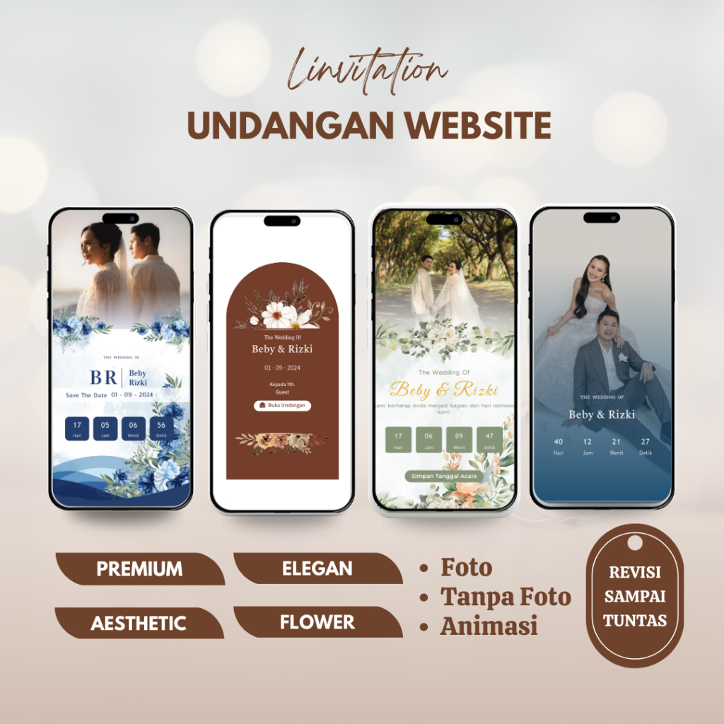 Jual Undangan Pernikahan Web Digital Premium Aesthetic | Shopee Indonesia