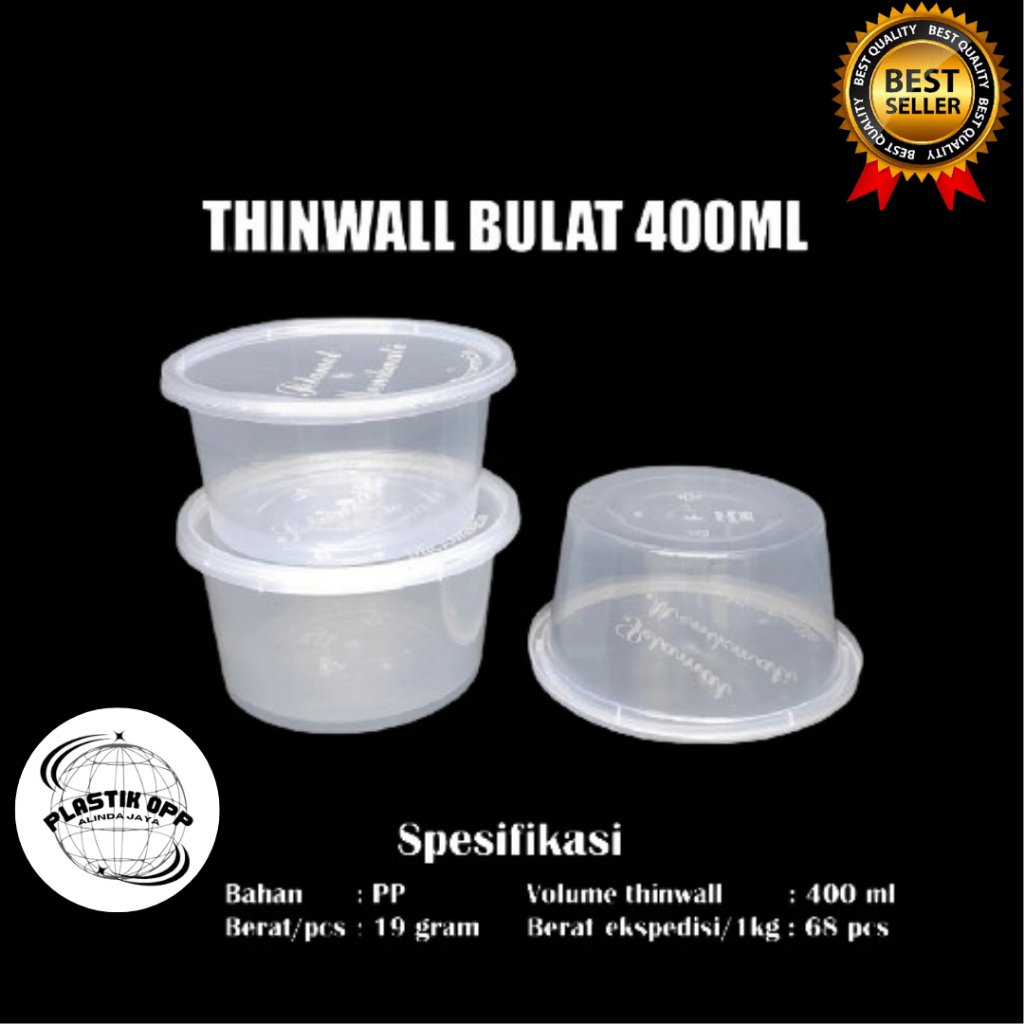Jual Thinwall BULAT 400ml + tutup ISI 10 PCS cup puding pudding salad buah bakso / mangkok ...