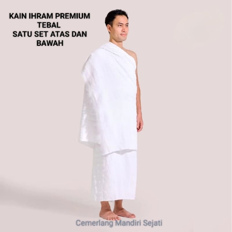Jual KAIN IHRAM PREMIUM SATU SET ATAS DAN BAWAH/ KAIN IHRAM TEBAL MOTIF ...