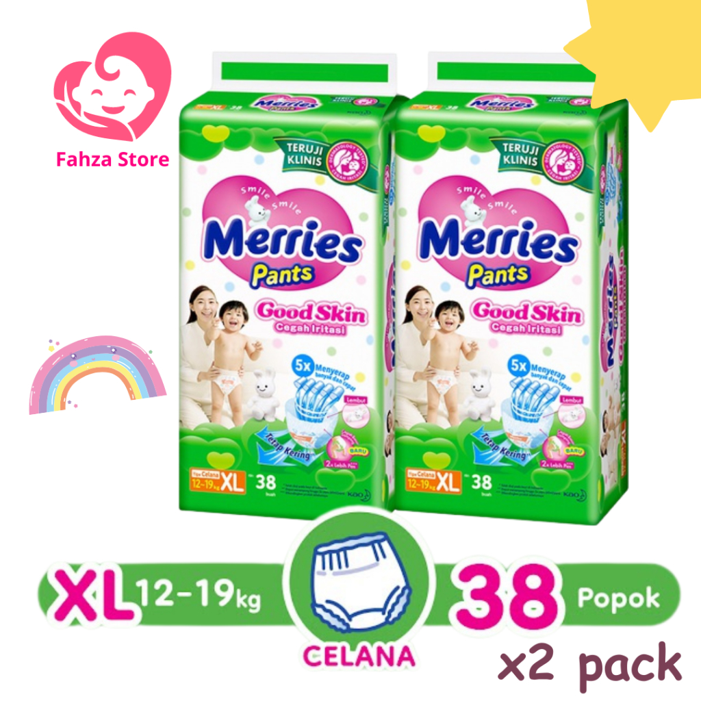 Jual (2 Pack) PAMPERS MERRIES XL 38 TWINPACK | Pampes Marries Good Skin ...