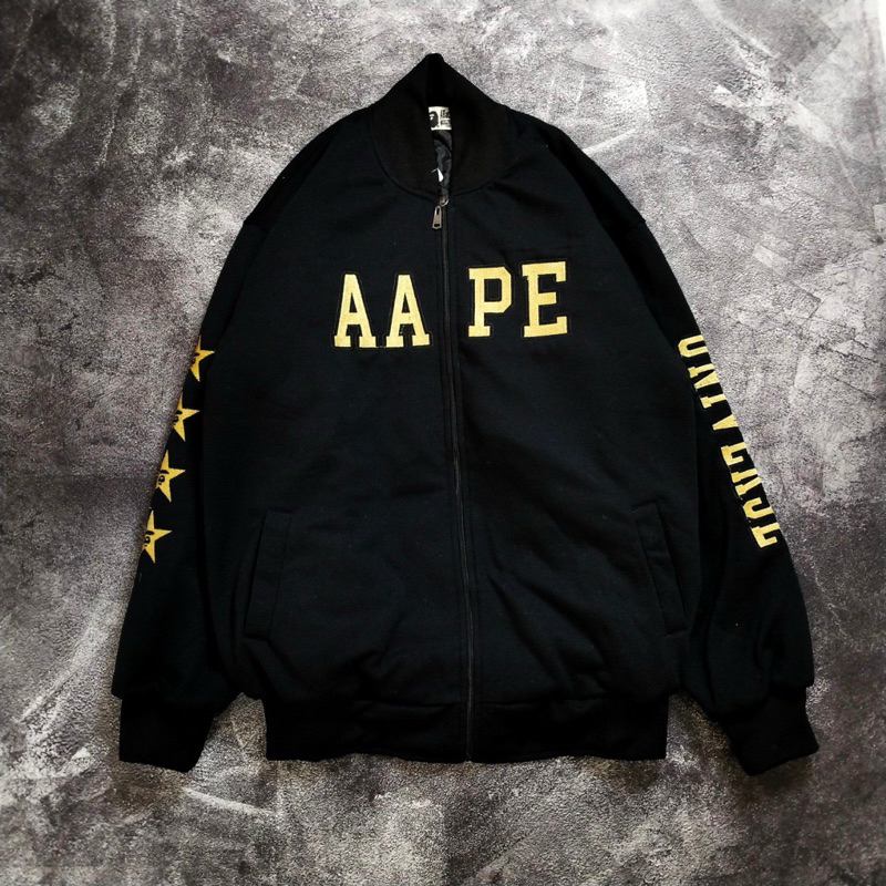 Jual Bape Aape - Jacket Varsity Bape Aape Universe Hitam Gold Bordir ...