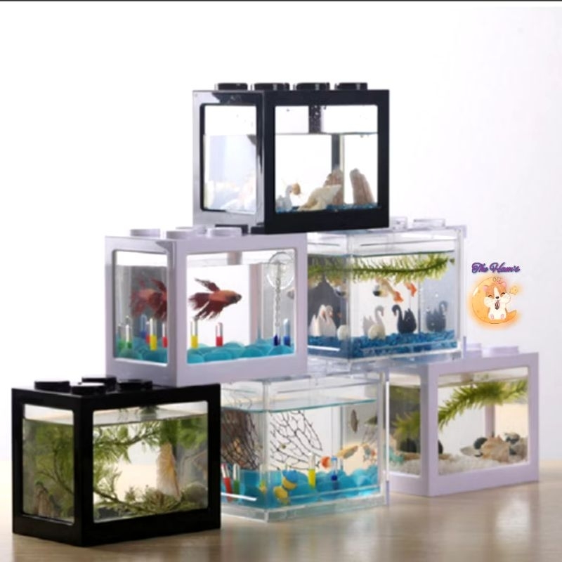 Jual Akuarium Mini Lego Ikan Hias Kecil Cupang Glowfish Warna Putih ...