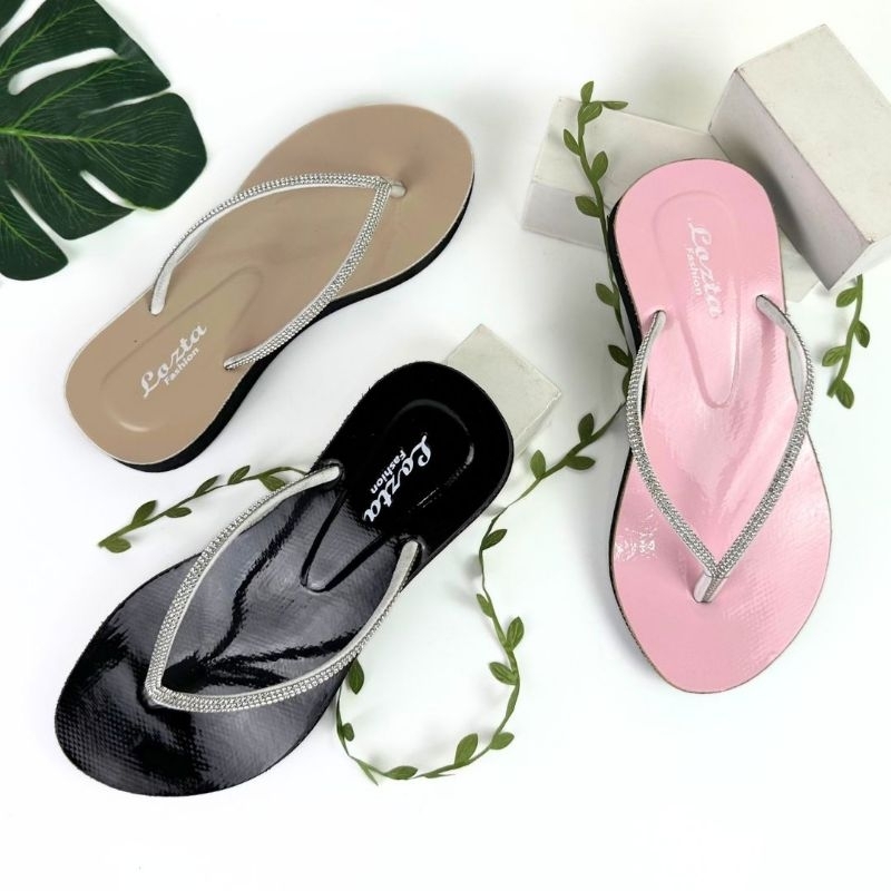 Jual Sendal Jepit Wanita Flatform 3cm Diamond Putih Import 01 Series ...