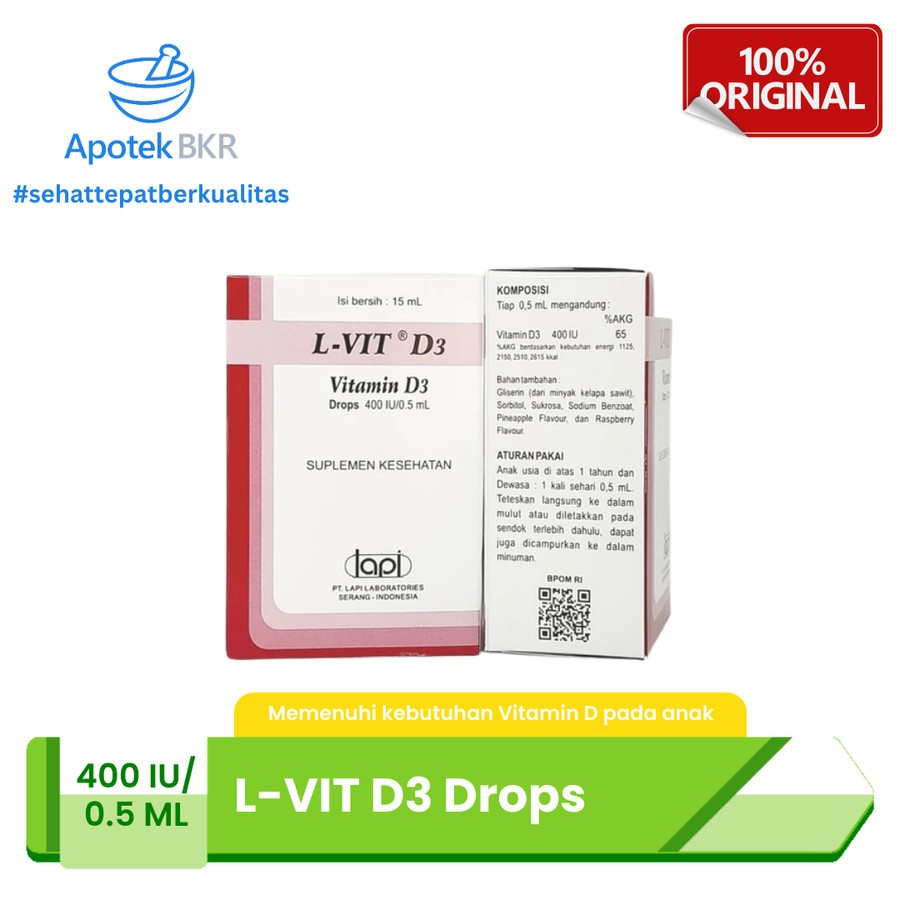 Jual L-Vit D3 Vitamin D3 Drops 400 IU 15 ml | Shopee Indonesia
