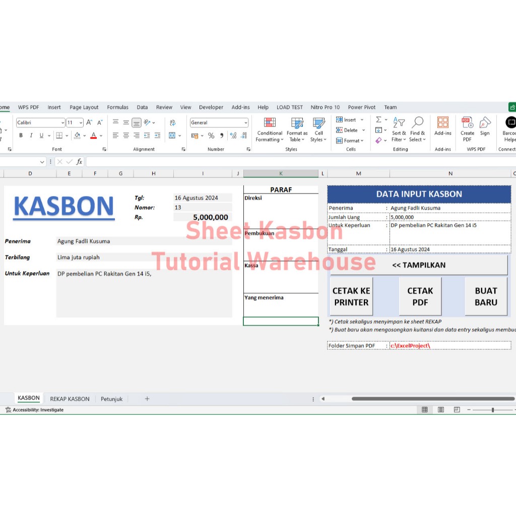 Jual Template Excel Kasbon Otomatis Rekap, Cetak ke Printer, Cetak PDF ...