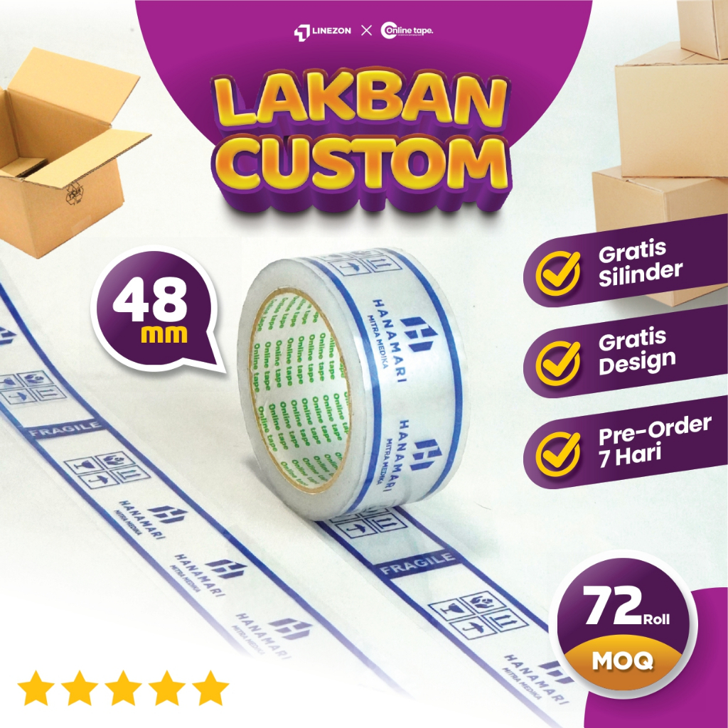 Jual Cetak Lakban Custom Printing 80 YARD 2 Warna / Custom Lakban ...