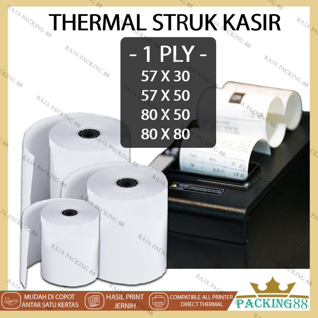 Jual Kertas Thermal Nota Toko Struk Belanja 1PLY BANYAK UKURAN Cetak ...