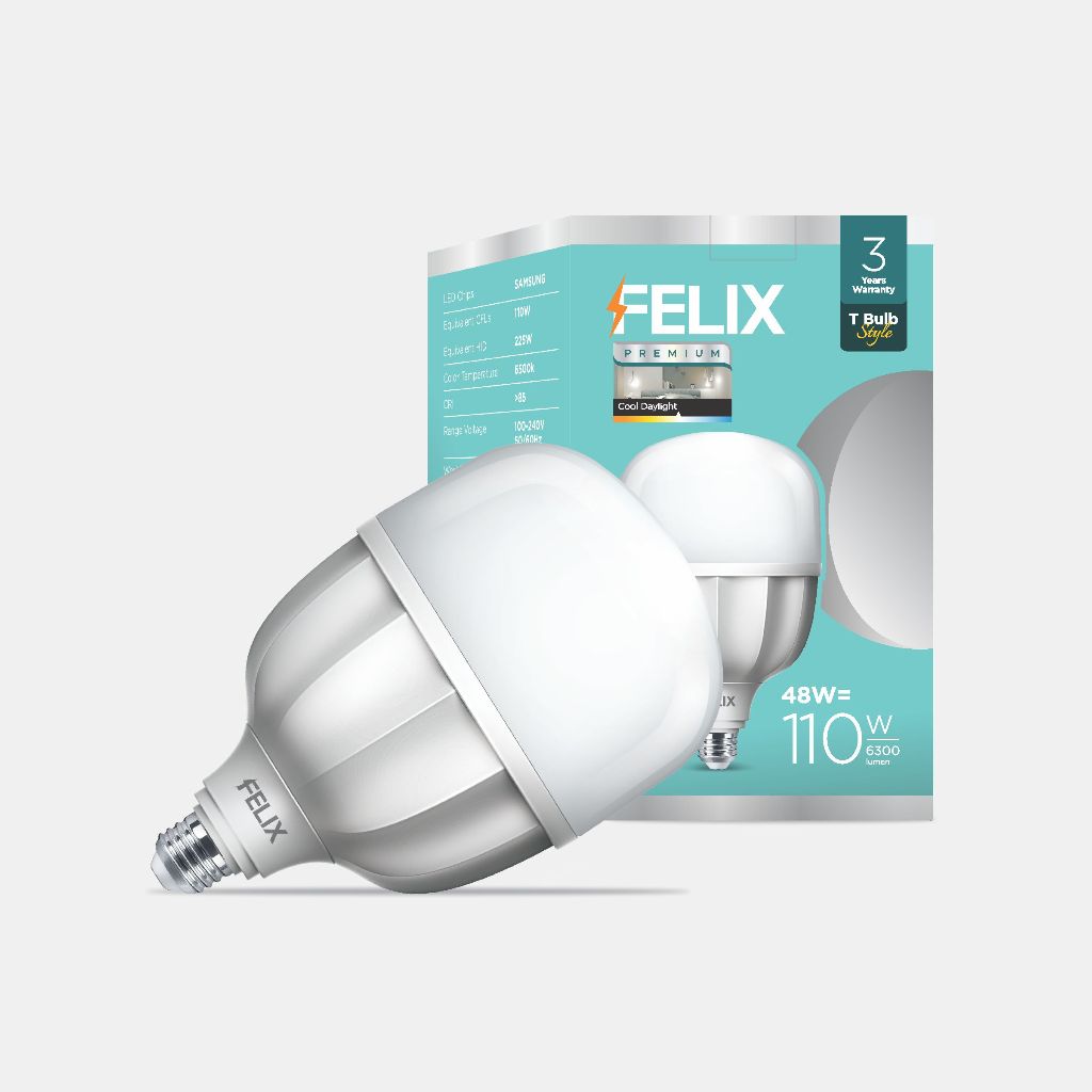 Jual FELIX PREMIUM Lampu Bohlam LED 48 Watt T Bulb Style Putih Cool ...