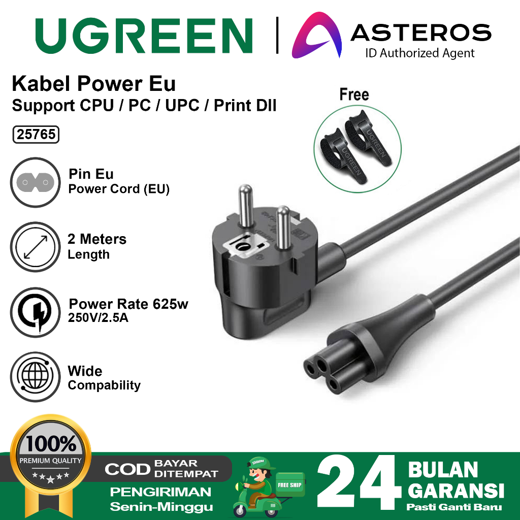 Jual UGREEN Kabel Power Adaptor Charger 3 Lubang Laptop Komputer 625w ...