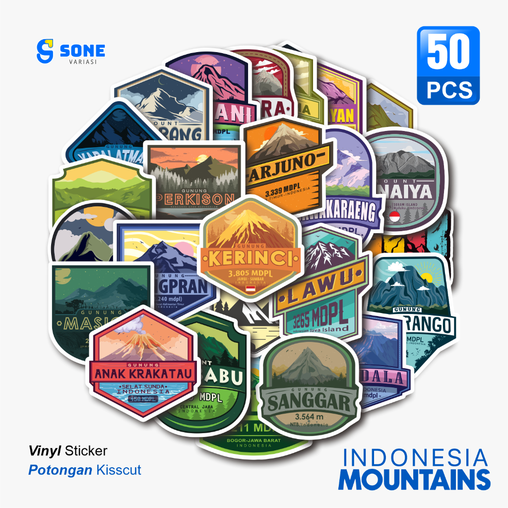 Jual Sticker Pack Mountains Indonesia | Stiker Gunung Aesthetic Vinyl ...