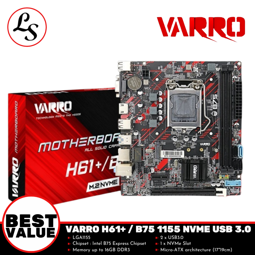Jual MOTHERBOARD VARRO H61 PLUS / B75 ( USB 3.0 ) NVMe LGA1155 | Shopee ...
