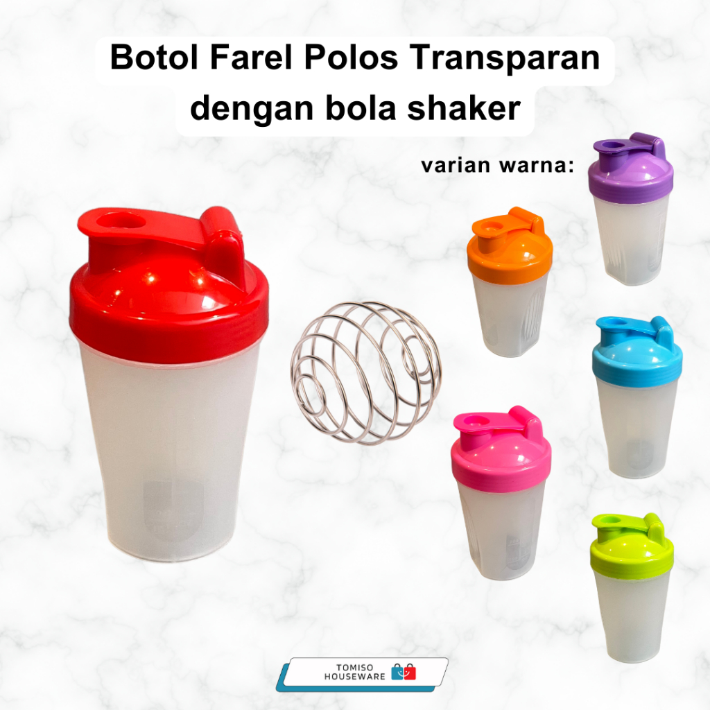Jual SET 2 in 1 Botol Farel + Bola Shaker Bening Polos Tutup Warna ...