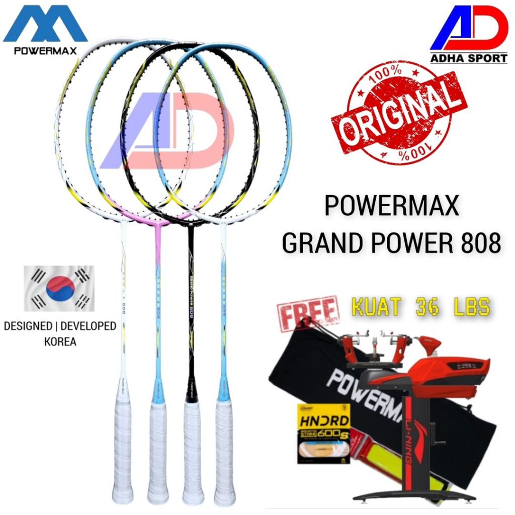 Jual Raket Badminton Powermax GRAND POWER 808 Original 36 LBS Raket ...