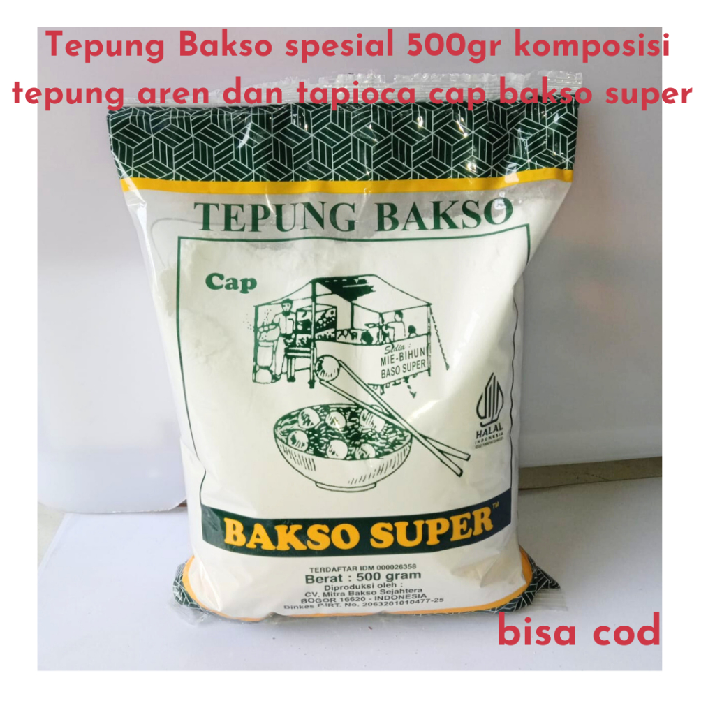 Jual Tepung Bakso spesial 500gr komposisi tepung aren dan tapioca cap ...