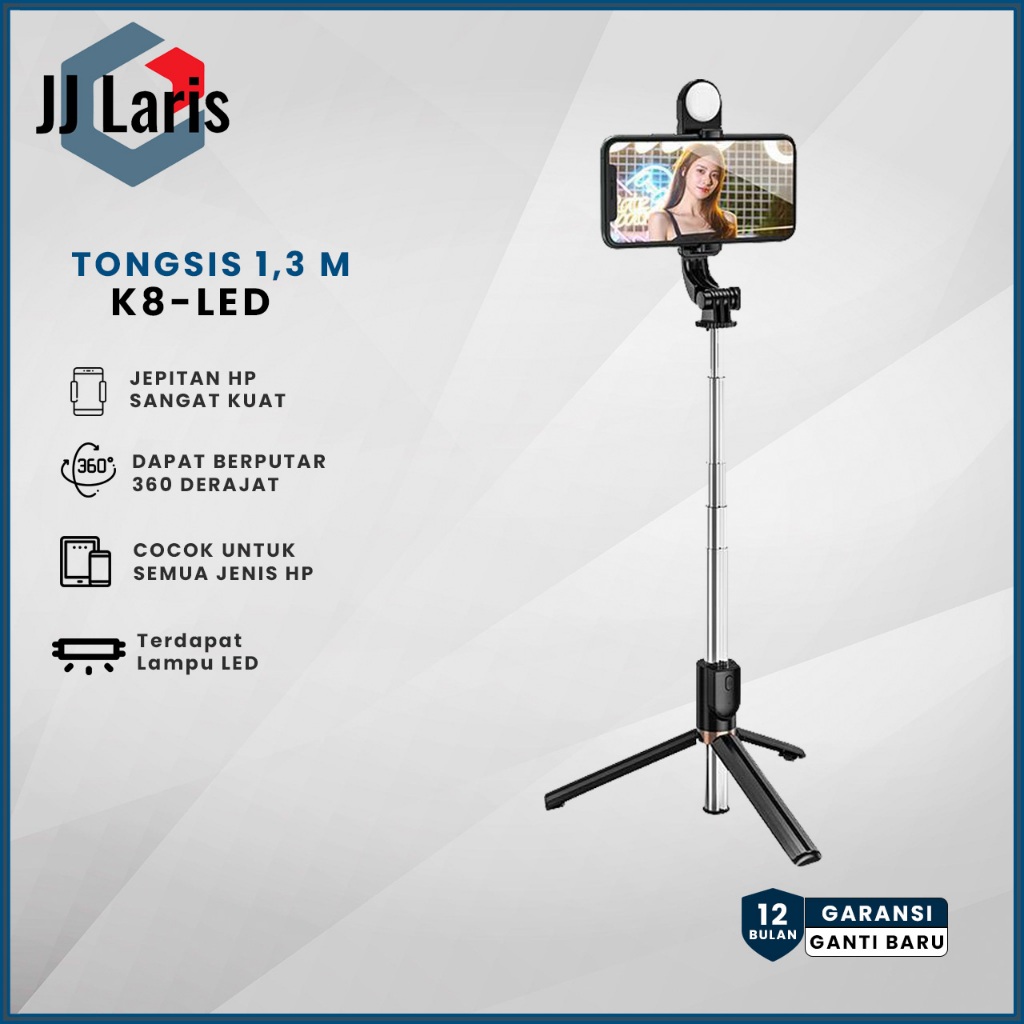 Jual Tongsis K8-LED Bluetooth 4IN1 1.3 Meter 360° Rotation adjustable ...