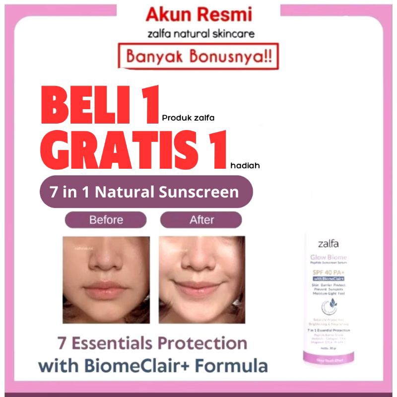 Jual Zalfa Natural Sunscreen Serum Glow Biome Peptide | Shopee Indonesia