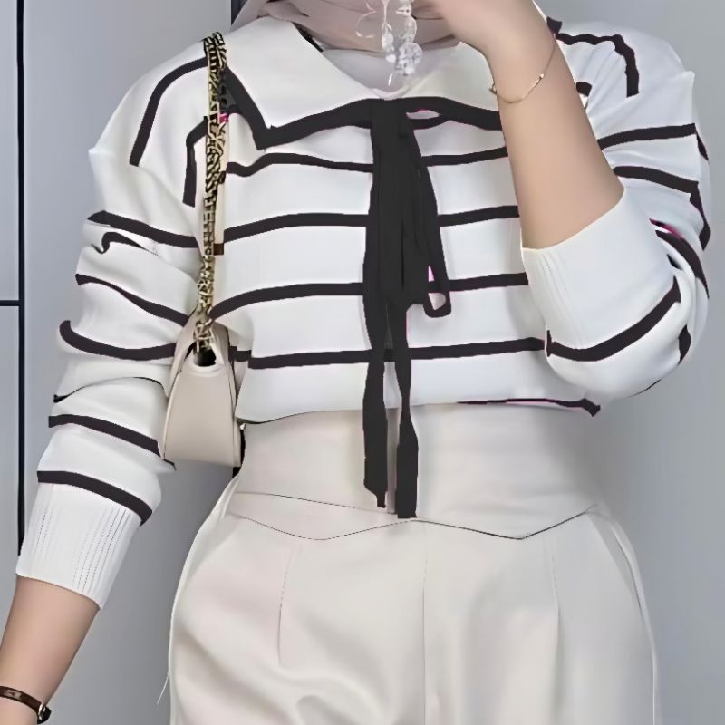 Jual Swester Knit Rajut Premium Kerah Tali Serut Baju Atasan Rajut ...