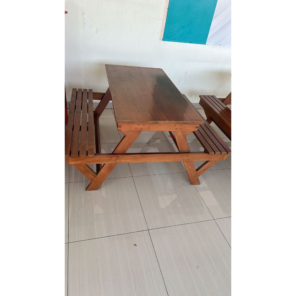 Jual Meja Kursi Piknik Sambung Kayu Taman Cafe Outdoor | KITANATA ...