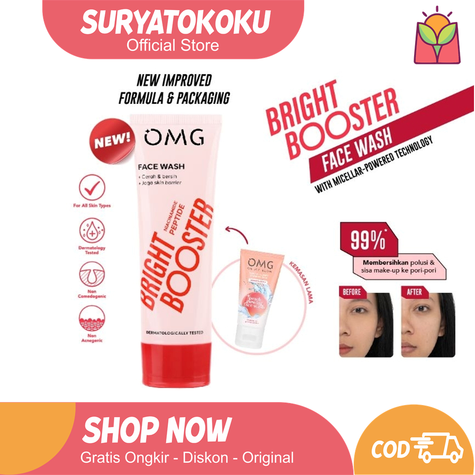 Jual OMG Oh My Glow Bright Booster Face Wash 50ml & 100ml - Untuk Semua ...