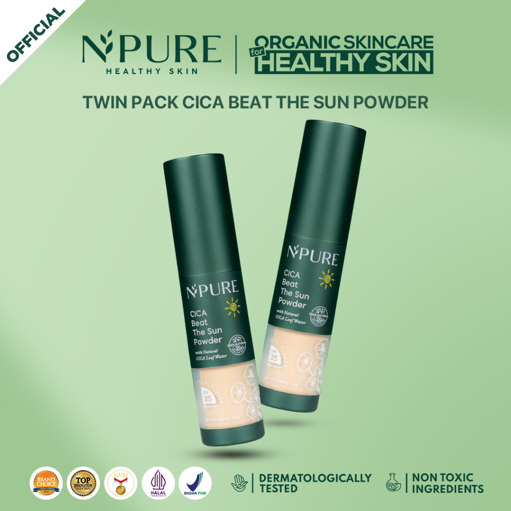 Jual NPURE 【BUY 1 GET 1】 Sunscreen Powder Cica / Beat the Sun Powder ...