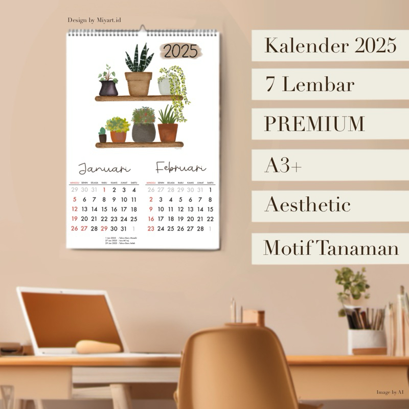 Jual Kalender 2025 | Kalender Motif Tanaman | Kalender A3+ | Kalender ...