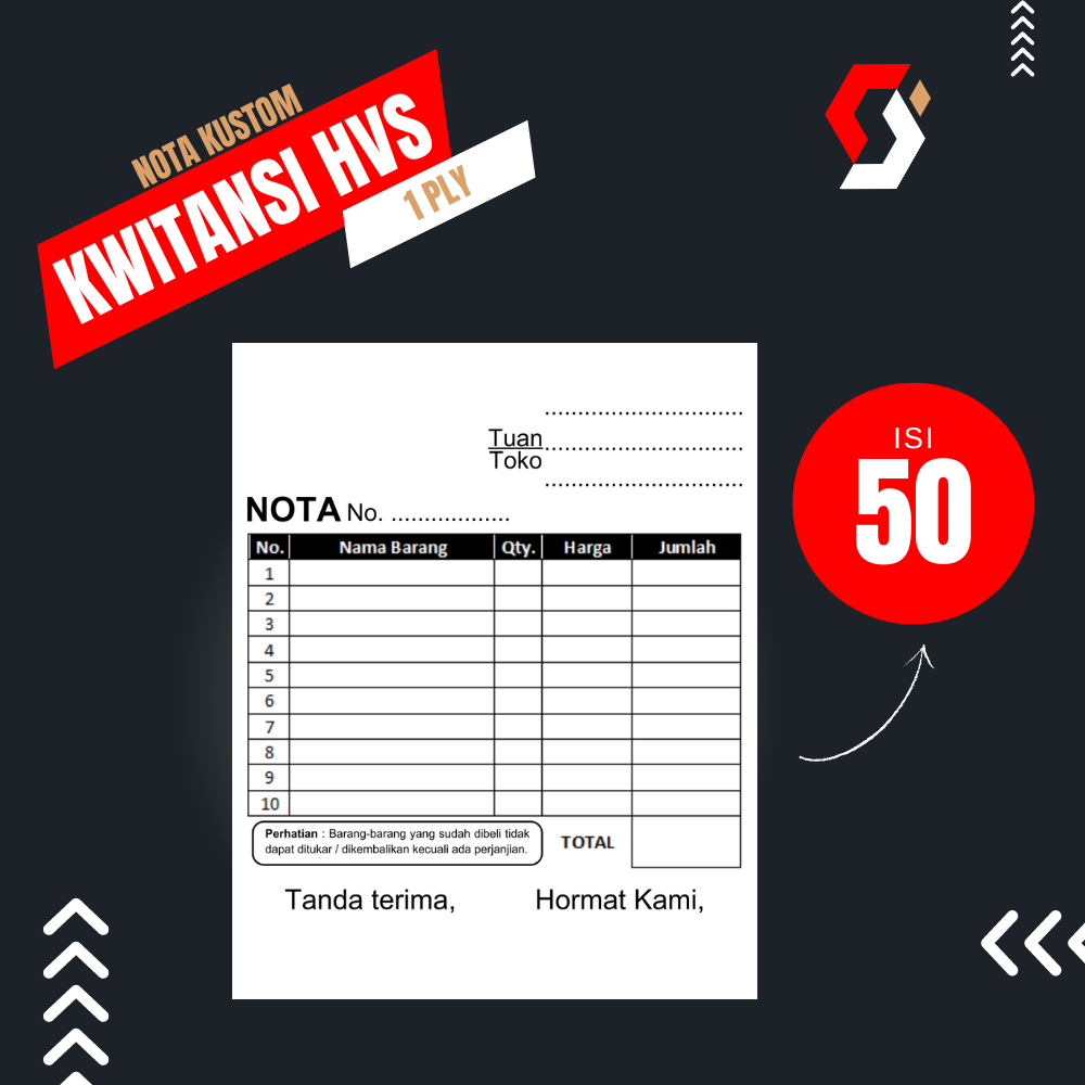 Jual CETAK NOTA KWITANSI | HVS | 1 PLY | FREE CUSTOM | 1 RIM | Shopee ...