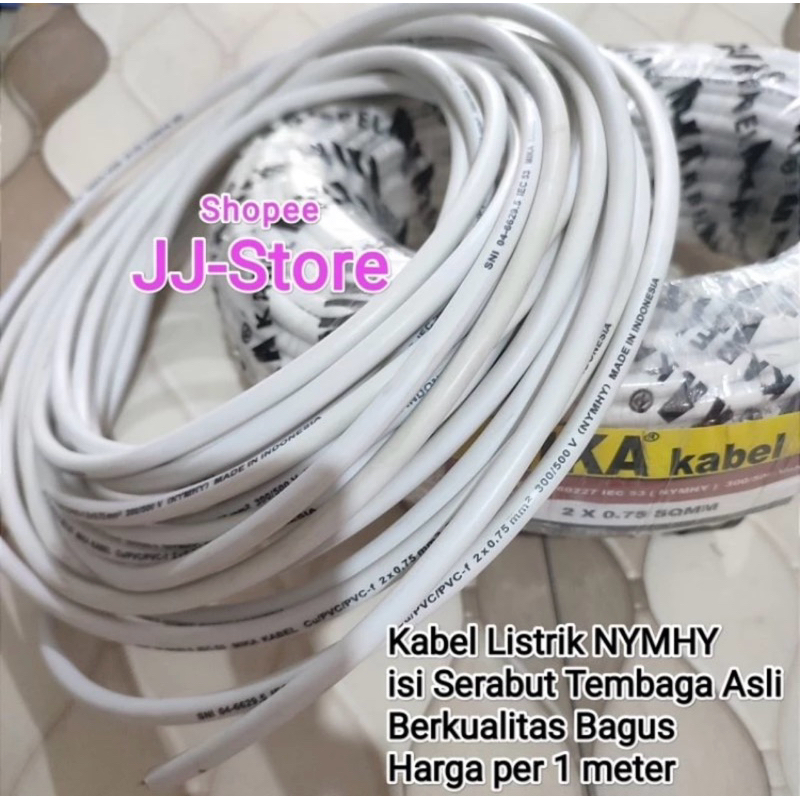 Jual Kabel Listrik NYMHY isi Serabut Tembaga Asli 2x0,75 mm Tahan Panas ...
