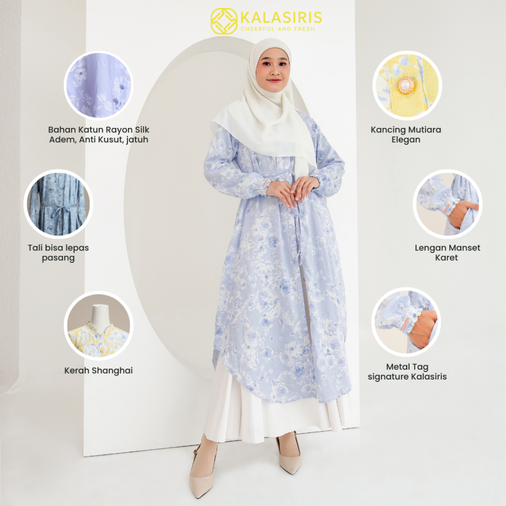 Jual Kalasiris Gamis Midi Dress Rayon Silk Motif - Fiore Series ...