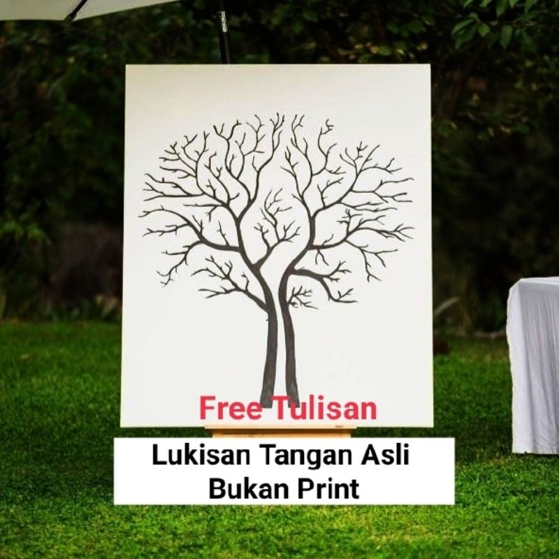 Jual 50x60 Lukisan Pohon dan Ranting Untuk Tamu Undangan Pernikahan ...