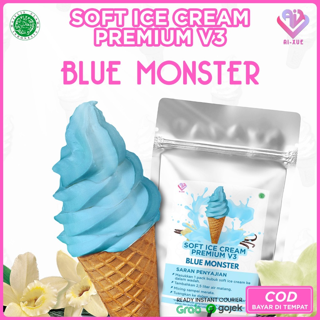 Jual Vanilla Blue Monster V3 Soft Ice Cream Premium Powder / Bubuk Es ...