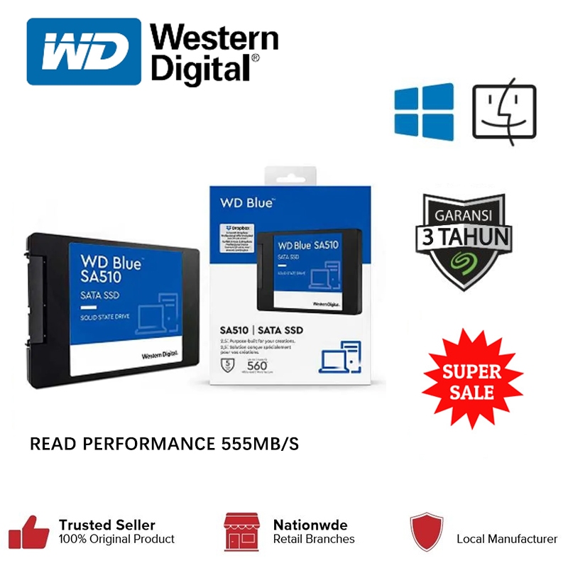Jual Western Digital Blue SA510 SSD 250GB 500GB 1TB SATA 3 2.5" 6.0Gb/s ...