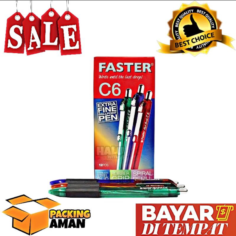 Jual (BISA COD) PROMO 12 Pcs Pulpen / Pen / Pena / Bolpen / Faster C6 ...