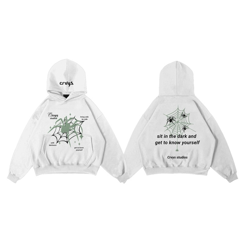 Jual [READY] Hoddie Boxy 330gsm - Spider Webs | White | Shopee Indonesia