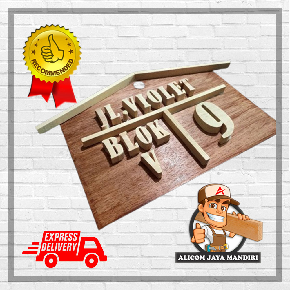 Jual tulisan kayu sambung timbul custom model rumah dari kayu jati ...