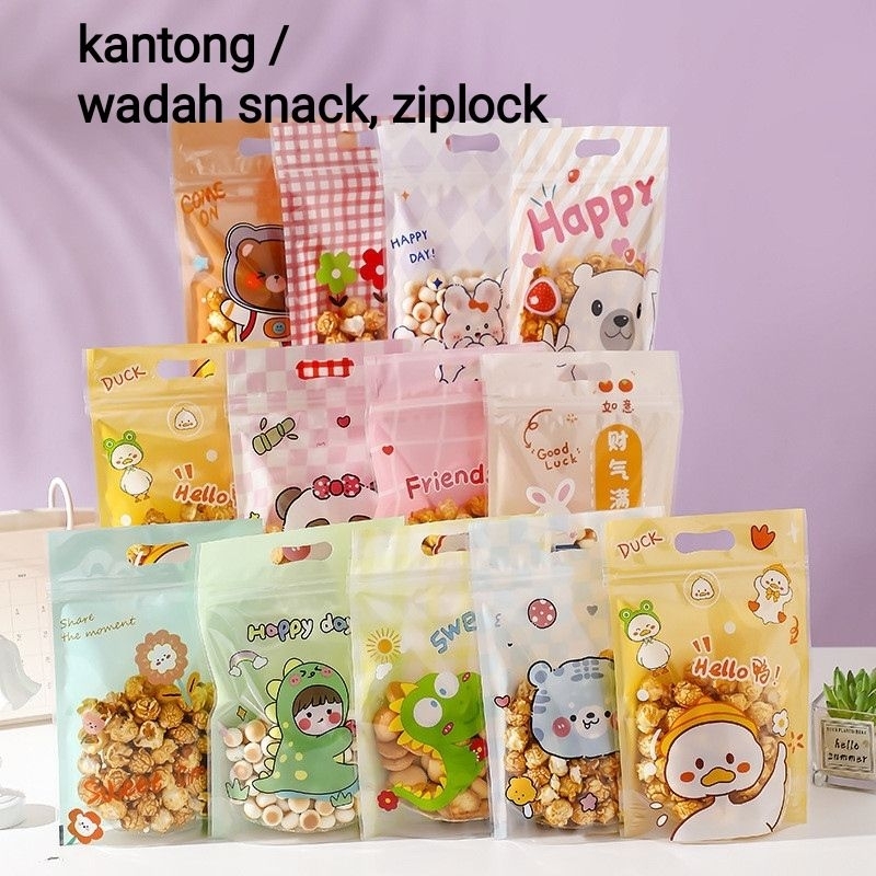 Jual Plastik Klip Ziplock Motif Plastik Standing Pouch Lucu Zipper Bag ...