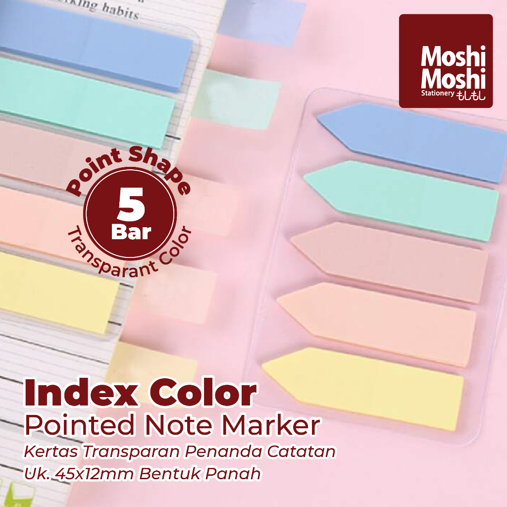 Jual Index Color Sticky Note Pointed Marker 5 Colors Transparant 45 x ...