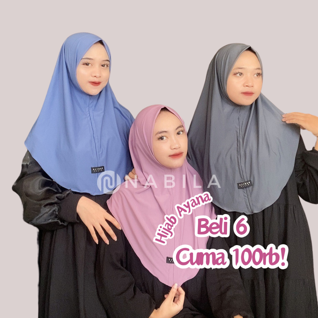 Jual NABILA Hijab - Paket Usaha 6 Pcs Ayana Instan Size M Jersey Hijab Bergo Non Pet Antem ...