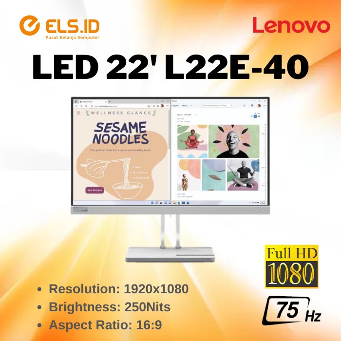 Jual Monitor LED Lenovo 22' L22e-40 FHD 75Hz 99% sRGB | Shopee Indonesia