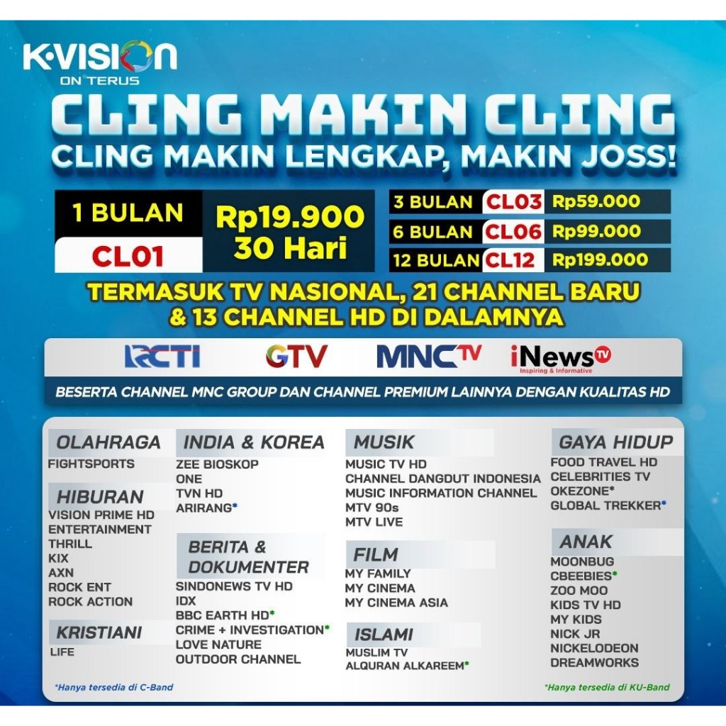 Jual Dekoder Receiver K vision Paket Cling 1 Bulan, 3 Bulan, 6 Bulan ...
