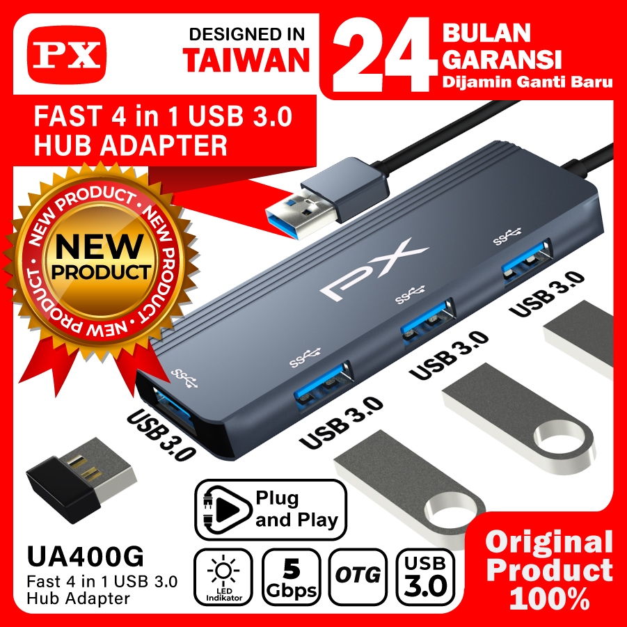 Jual USB Hub Converter USB 3.0 Connector Adaptor Laptop 4 in 1 PX ...