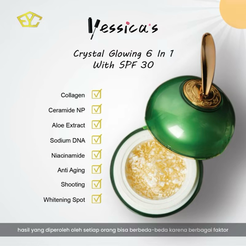 Jual Yessica's 6IN1 Crystal Glowing Cream With SPF 30 - Collagen ...