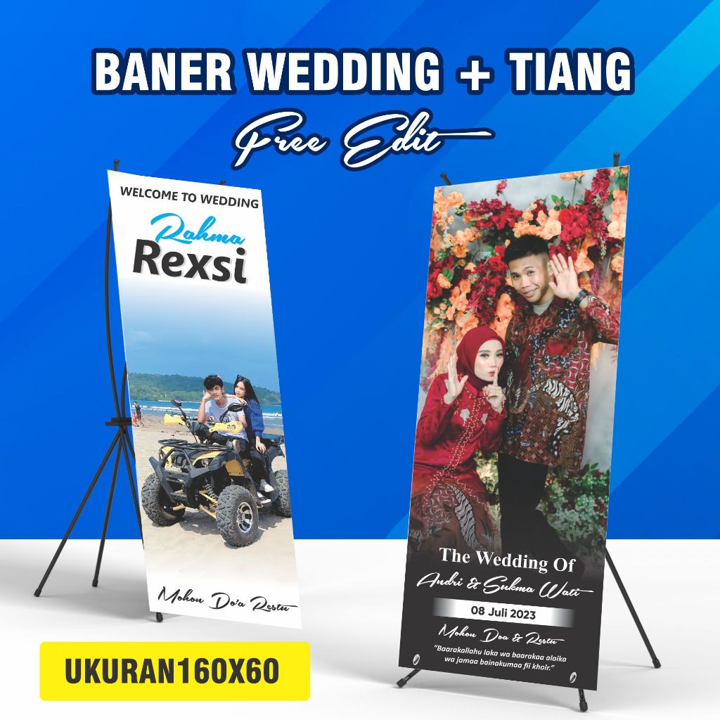 Jual BANNER / SPANDUK WEDDING UKURAN 160X60 COSTUM SATU HARI JADI ...