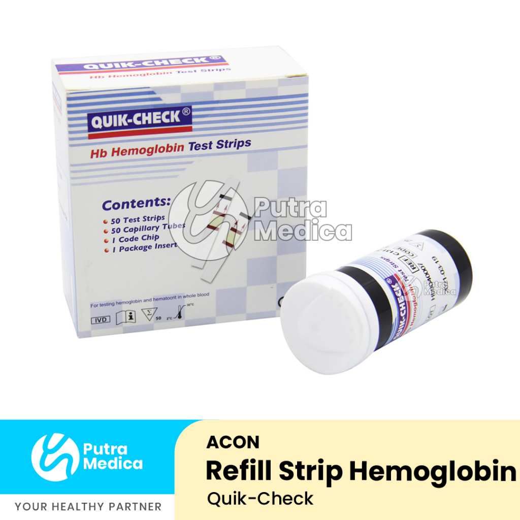 Jual Acon Quik Check Strip Hemoglobin - isi 50 / Stik HB / Tes Darah ...