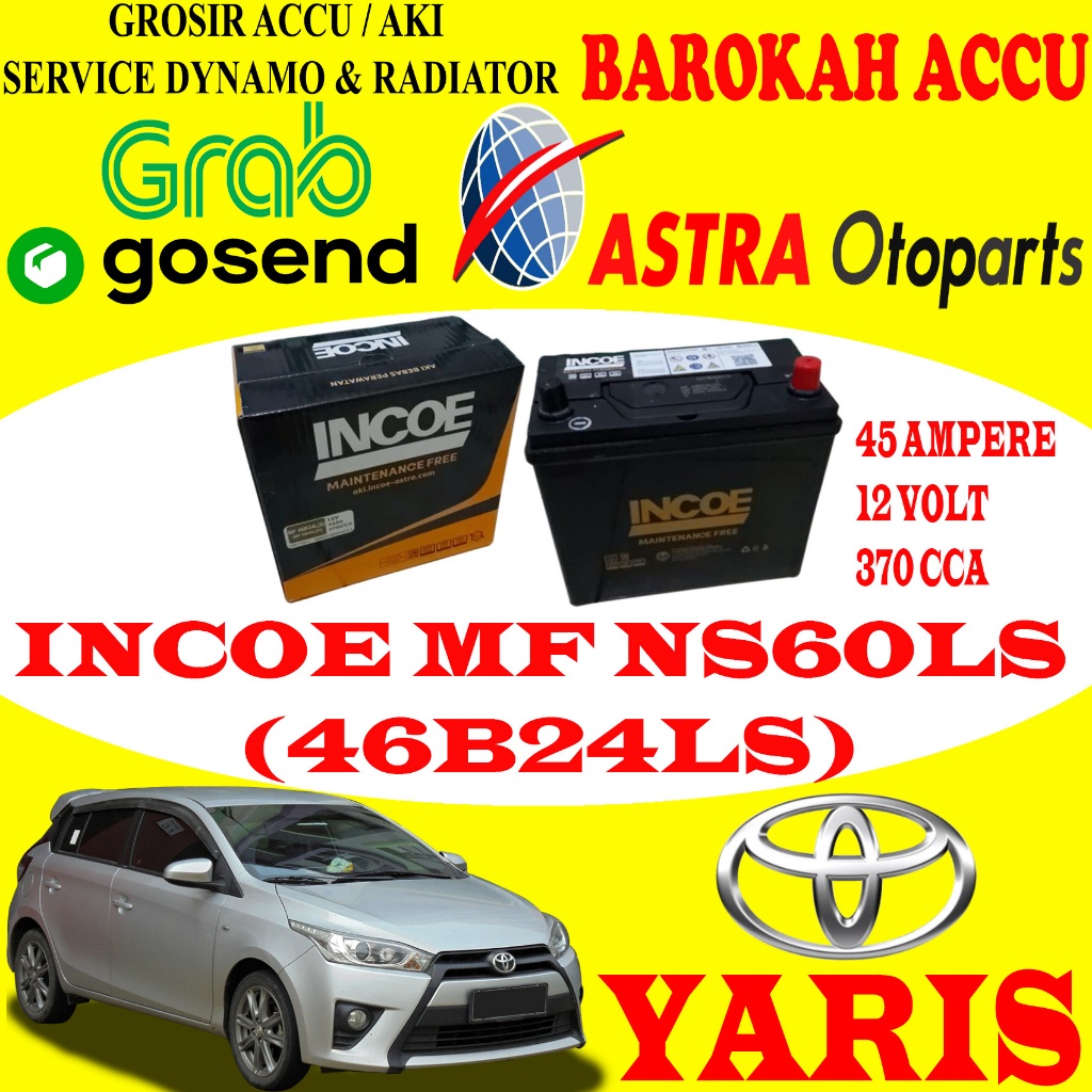 Jual AKI MOBIL TOYOTA YARIS INCOE MF NS60LS / 46B24LS , 45 AH ASTRA OTOPARTS | Shopee Indonesia
