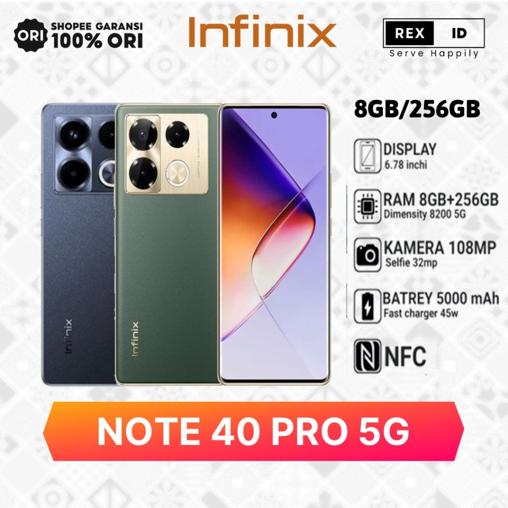 Jual Infinix Note 40 Pro 5G 8/256GB - Up to 16GB Extended RAM - Dimensity 7020 - 6.78” FHD+ 3D ...
