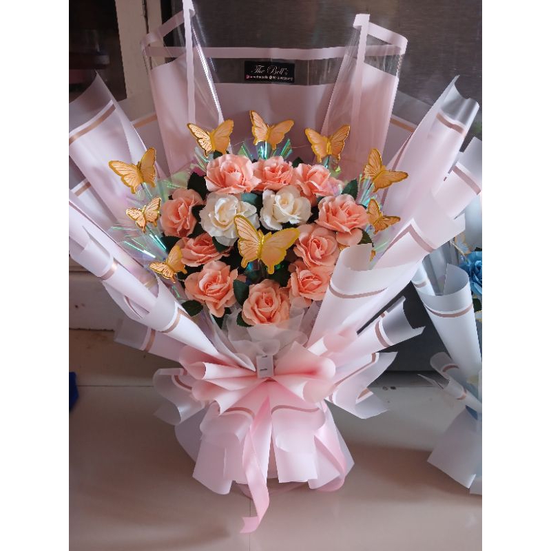 Jual VALENTINE JUMBO Buket Kupu LED + Bunga / Buket Bunga Kupu LED ...
