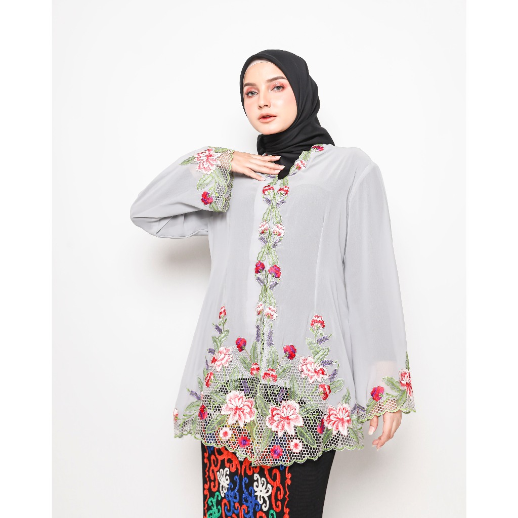 Jual Pusat Bordir Tasikmalaya - Kebaya Encim sifon Bordir bunga anggrek ...