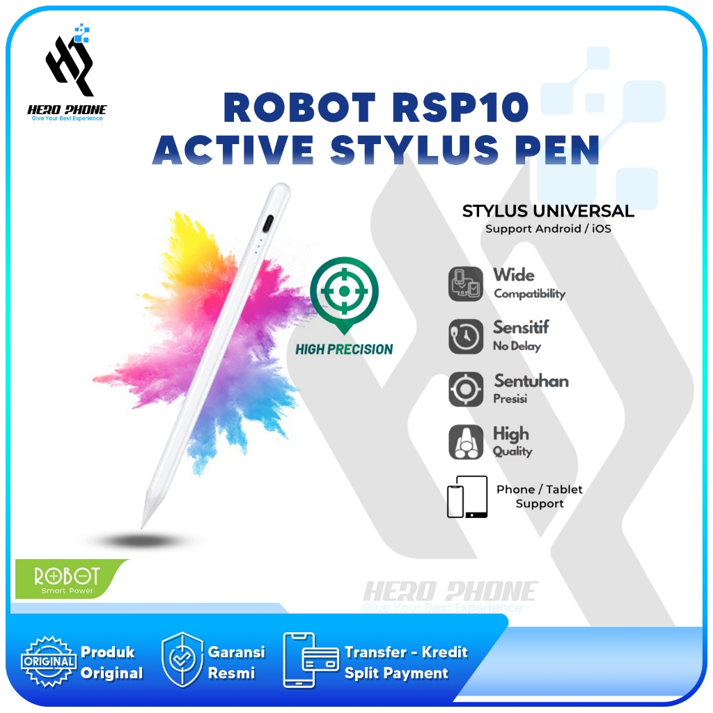 Jual ROBOT RSP10 Active Stylus Pen For Phone and Tablet iPhone iPad Pro ...